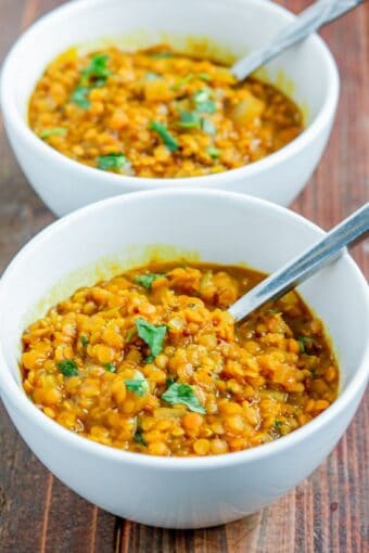Spiced Red Lentil Dhal (Vegetarian) - Kylee Cooks