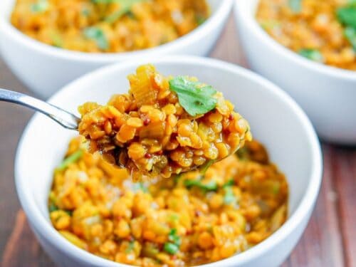 Spiced Red Lentil Dhal (Vegetarian) - Kylee Cooks
