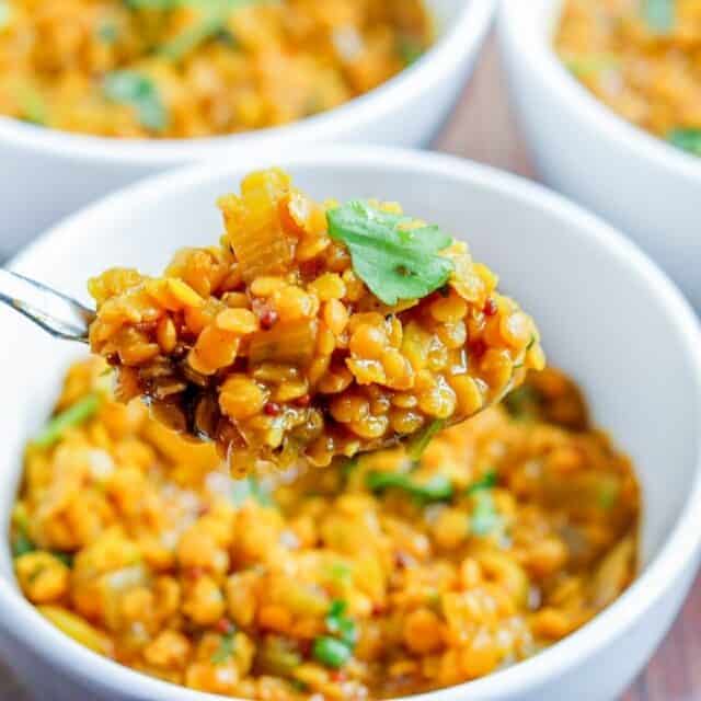 Spiced Red Lentil Dhal (Vegetarian) - Kylee Cooks