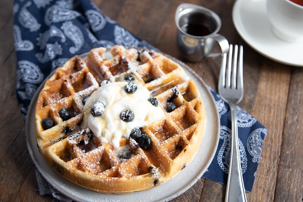 Easy Blueberry Waffles from Scratch - Kylee Cooks