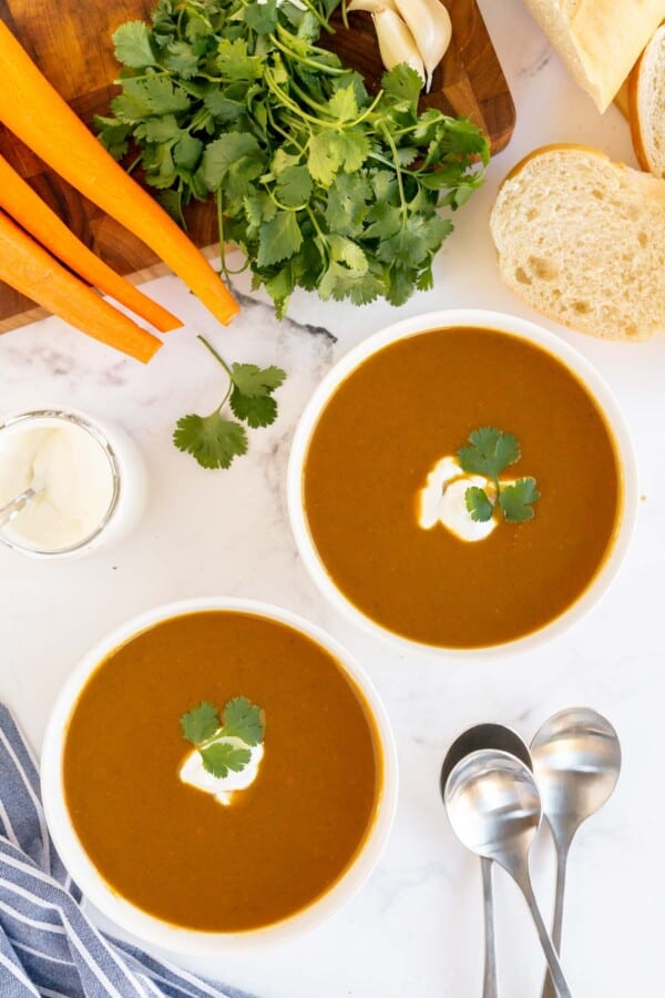 5 Ingredient Carrot Soup Recipe (with Cilantro) - Kylee Cooks