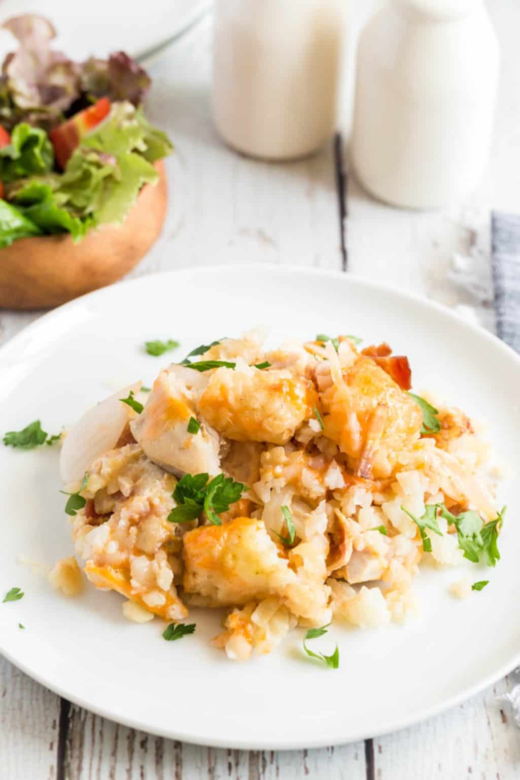 Cheesy Chicken Tater Tot Casserole (Crockpot) - Kylee Cooks