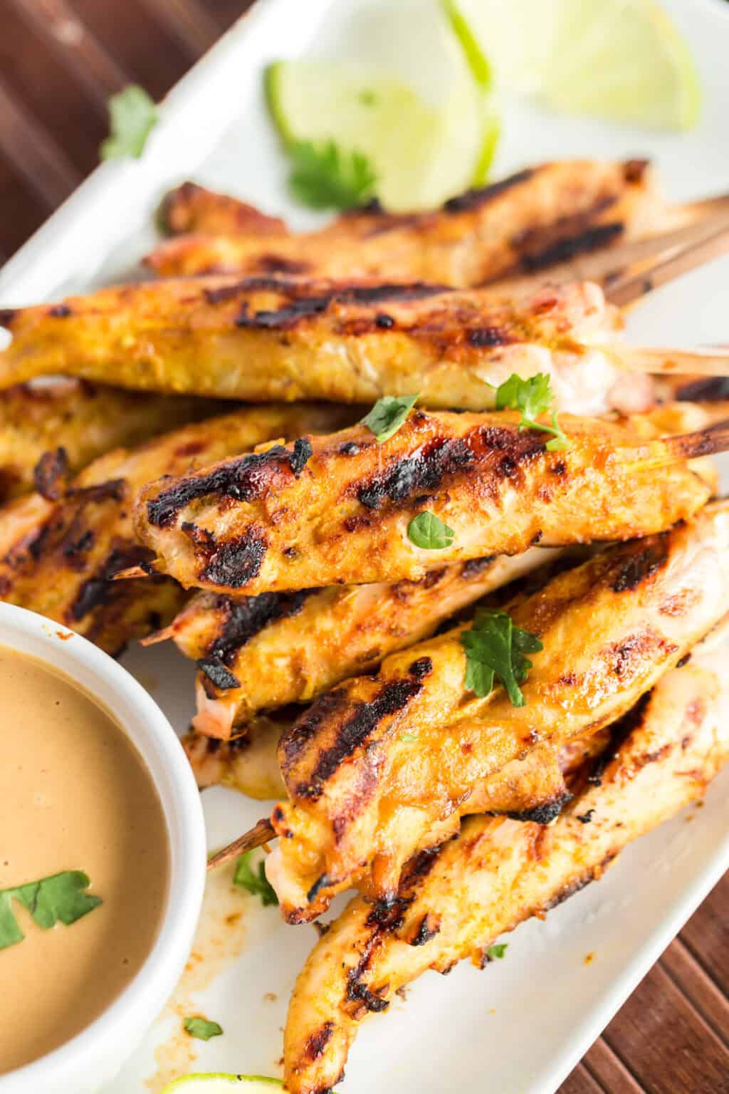 Grilled Satay Chicken with Peanut Sauce | Kylee Cooks