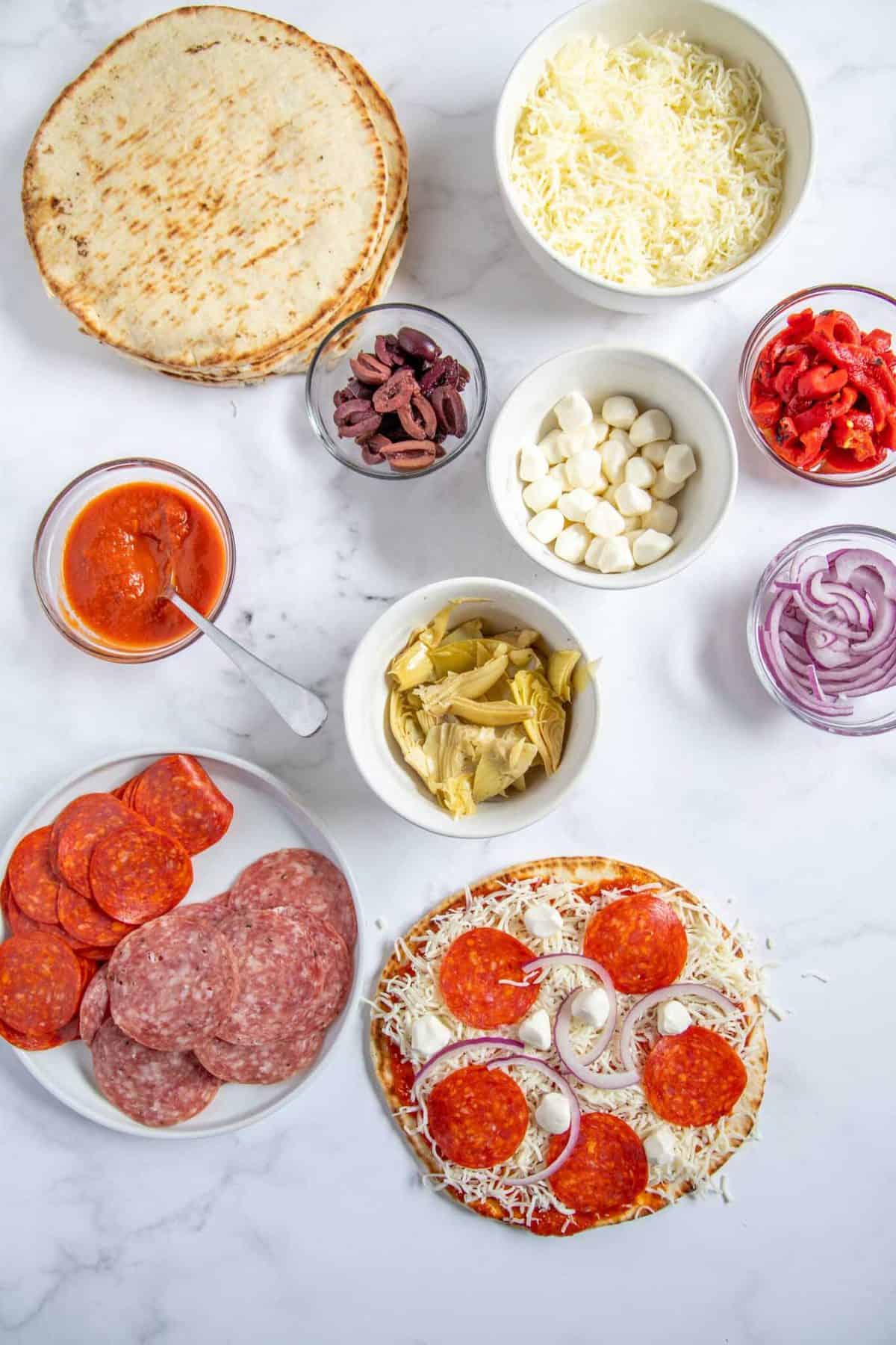 Italian Deli Flatbread Pizza Recipe - Kylee Cooks