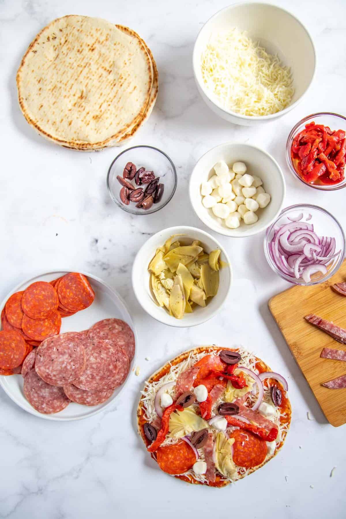 Italian Deli Flatbread Pizza Recipe - Kylee Cooks