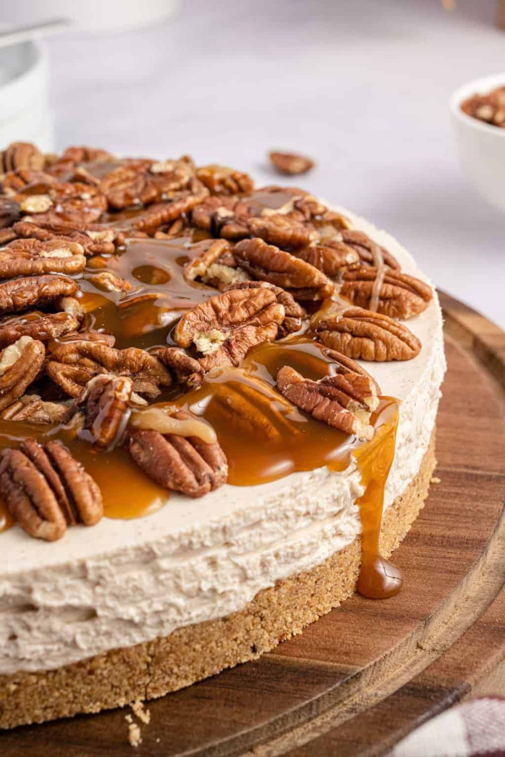 Caramel Pecan Cheesecake (No Bake!) - Kylee Cooks