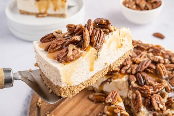 Caramel Pecan Cheesecake (No Bake!) - Kylee Cooks