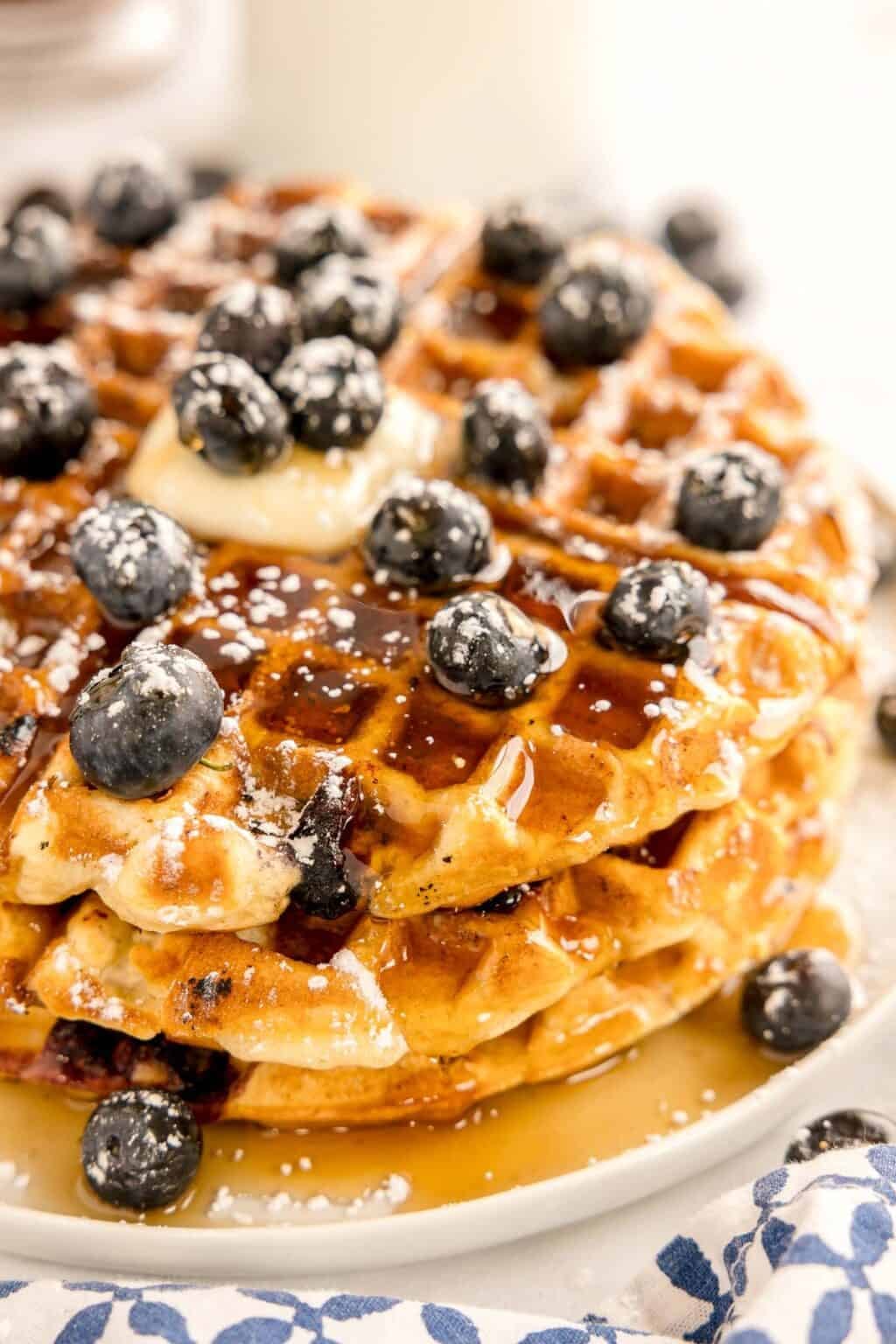 Easy Blueberry Waffles from Scratch - Kylee Cooks