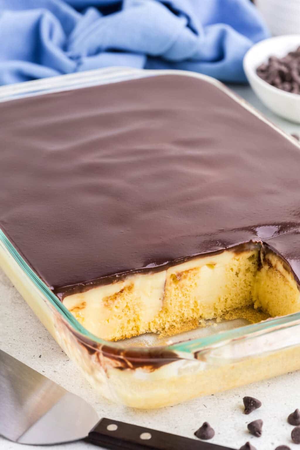 Boston Cream Poke Cake Recipe with Cake Mix | Kylee Cooks