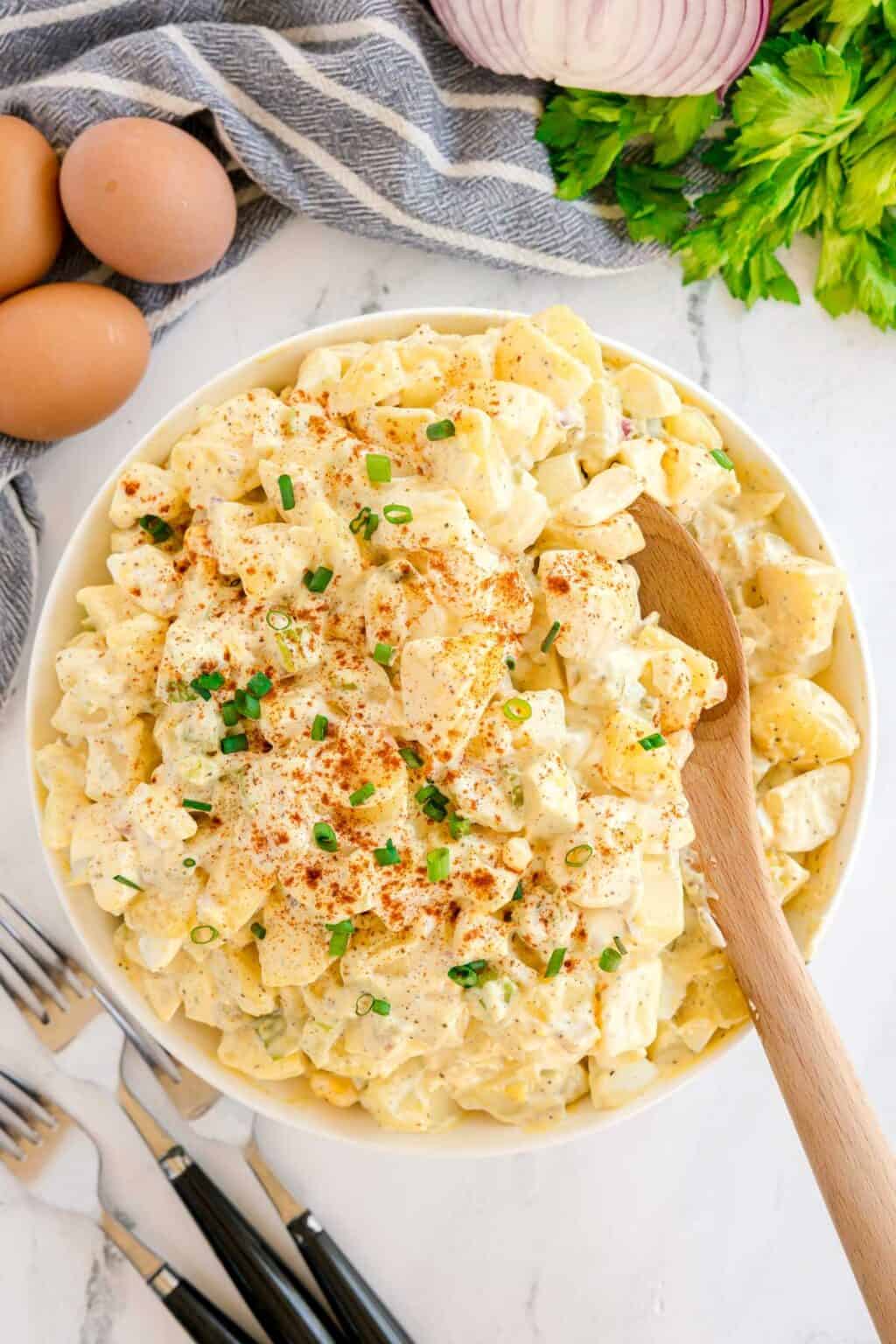 Easy Potato Salad with Eggs, Mustard, & Mayo | Kylee Cooks