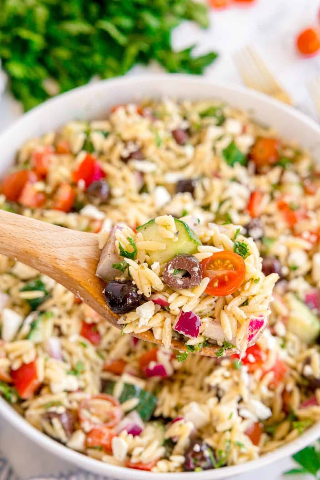 Mediterranean Orzo Pasta Salad Recipe | Kylee Cooks