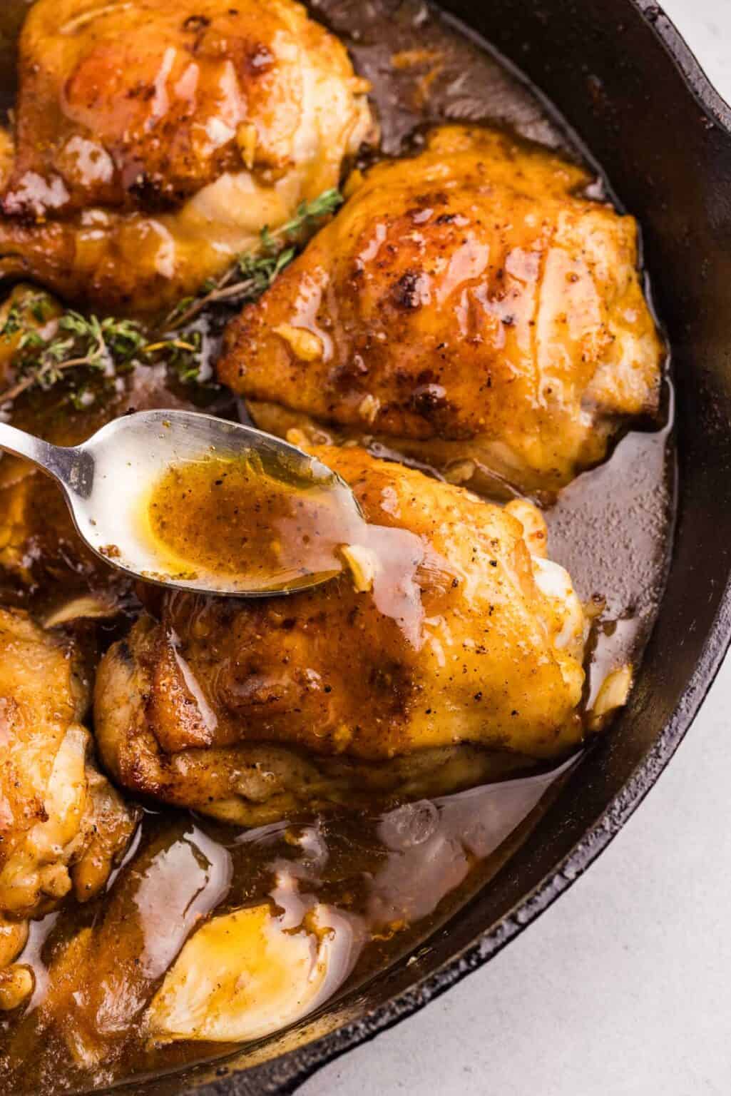 Skillet Chicken Thighs Recipe (with Pan Sauce) | Kylee Cooks
